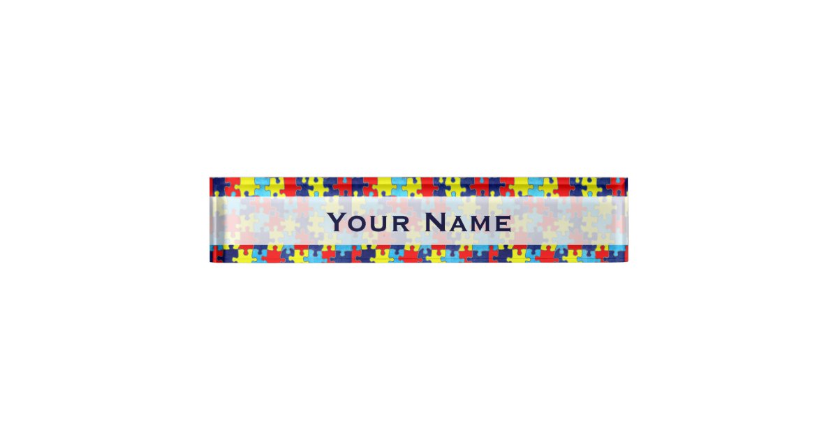 Autism Awareness-Puzzle by Shirley Taylor Nameplate | Zazzle