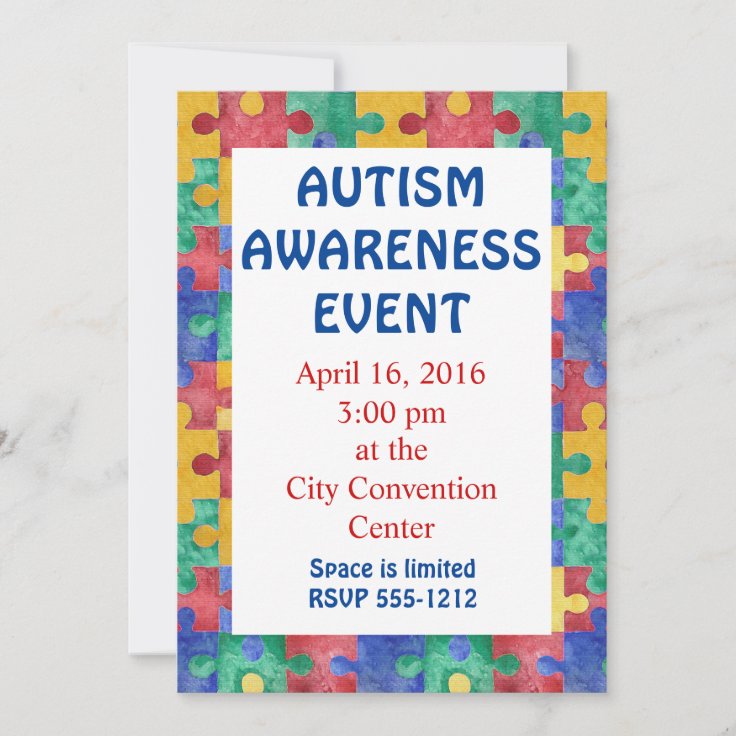 Autism Awareness puzzle invitation announcement | Zazzle