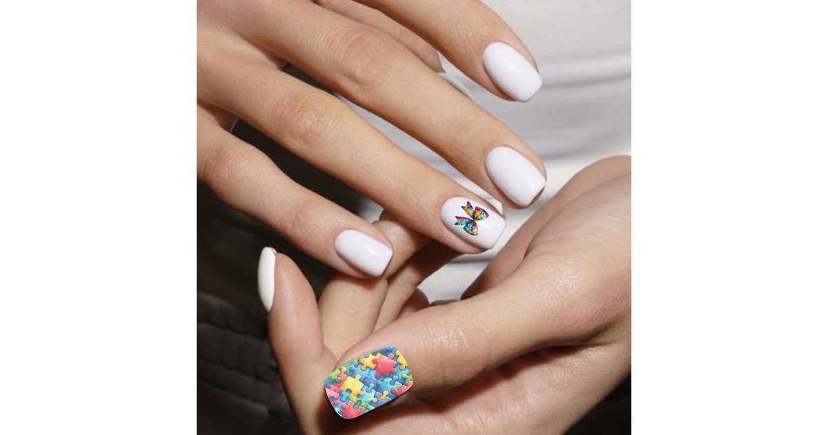 Autism Awareness Puzzle Minx Nail Art | Zazzle