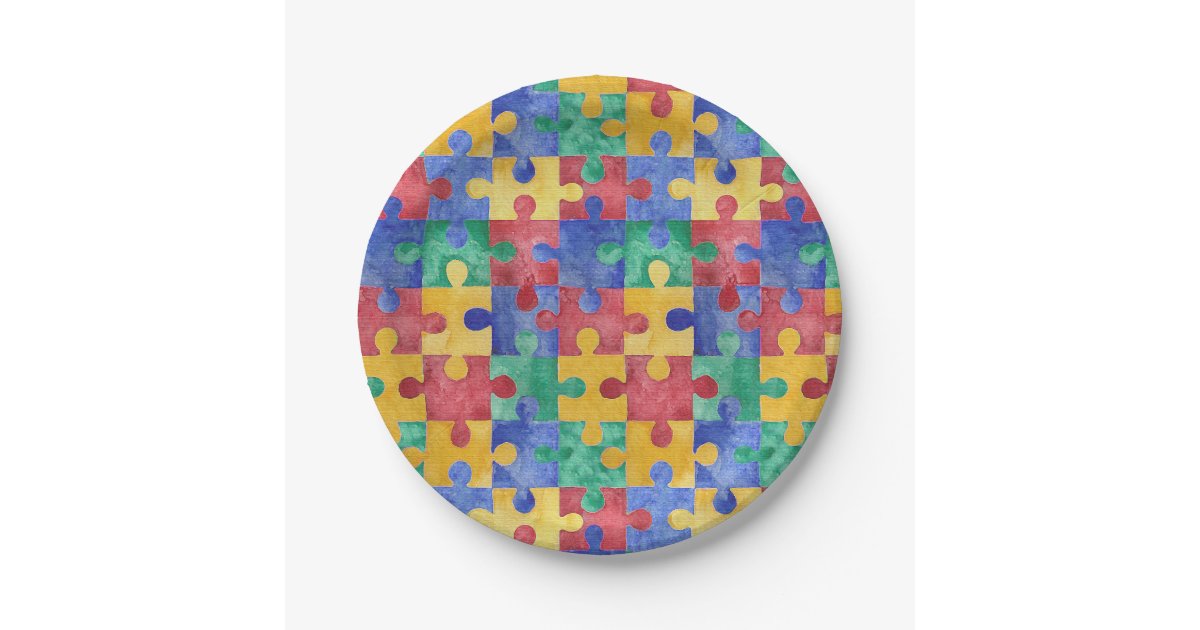Autism Awareness puzzle paper plates | Zazzle