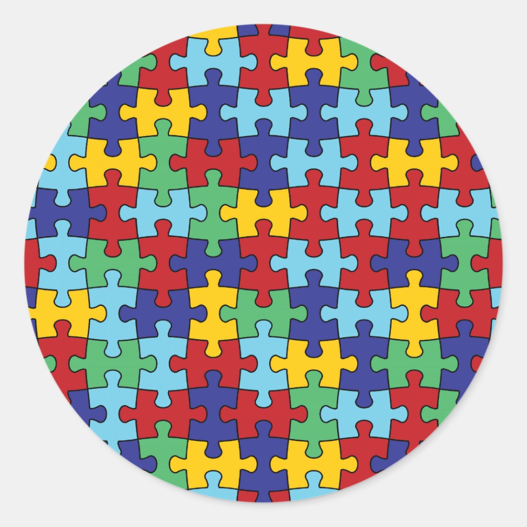 Autism Awareness Puzzle Pattern Classic Round Sticker | Zazzle