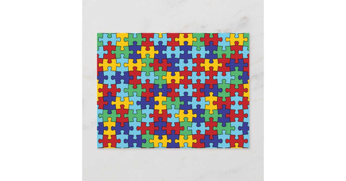 Autism Awareness Puzzle Pattern Postcard | Zazzle