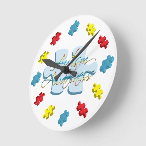 Autism Awareness Puzzle Piece Wall Clock | Zazzle