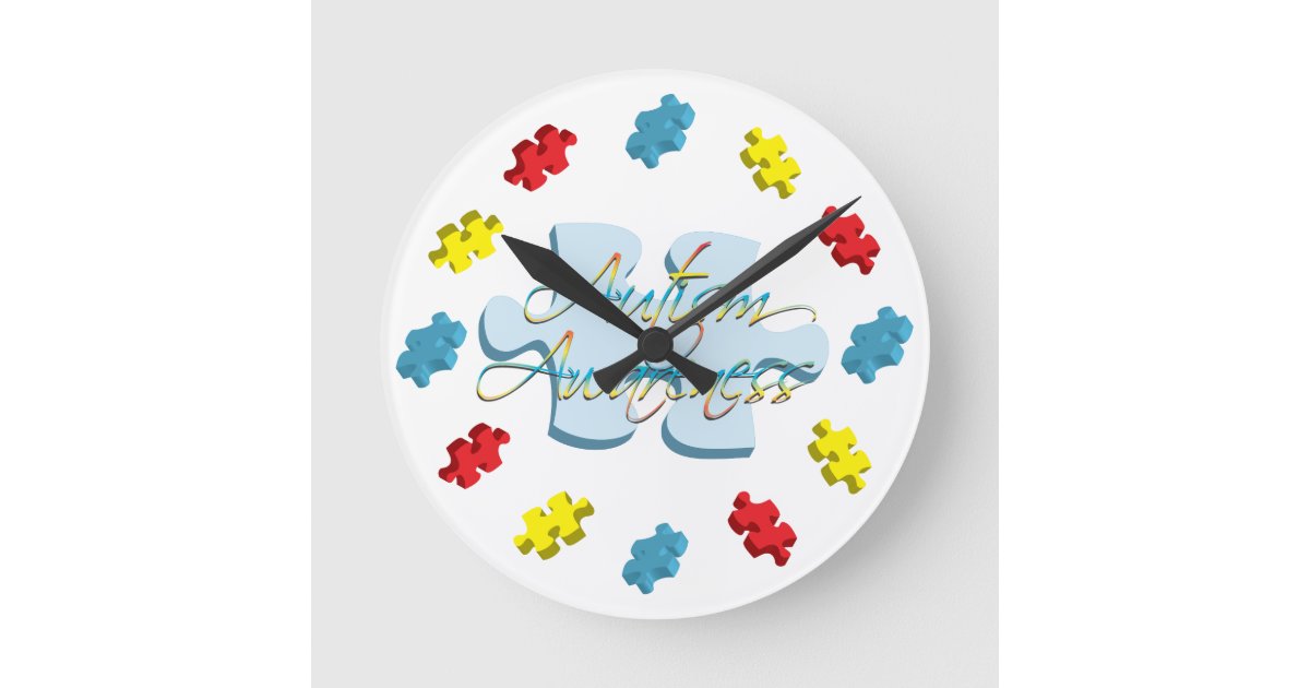 Autism Awareness Puzzle Piece Wall Clock | Zazzle