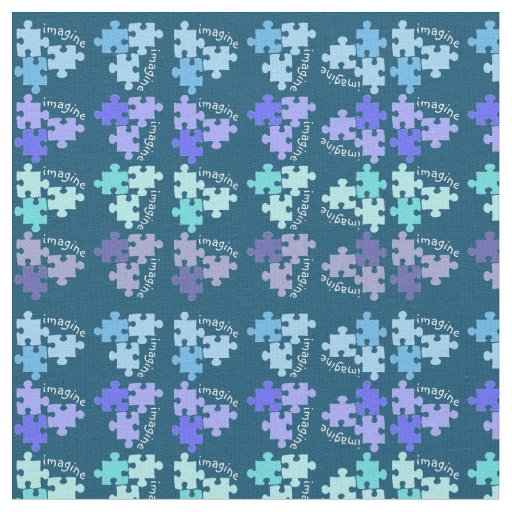 Autism Awareness Puzzle Pieces Blue Shades Fabric | Zazzle