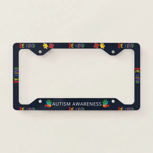 Autism Awareness Puzzles Personalized Be Kind License Plate Frame | Zazzle