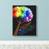 Autism Awareness Rainbow Puzzle Tree with Words Canvas Print | Zazzle
