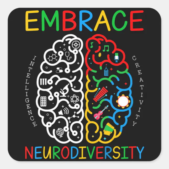 Autism Awareness Shirt Embrace Neurodiversity ADHD Square Sticker | Zazzle