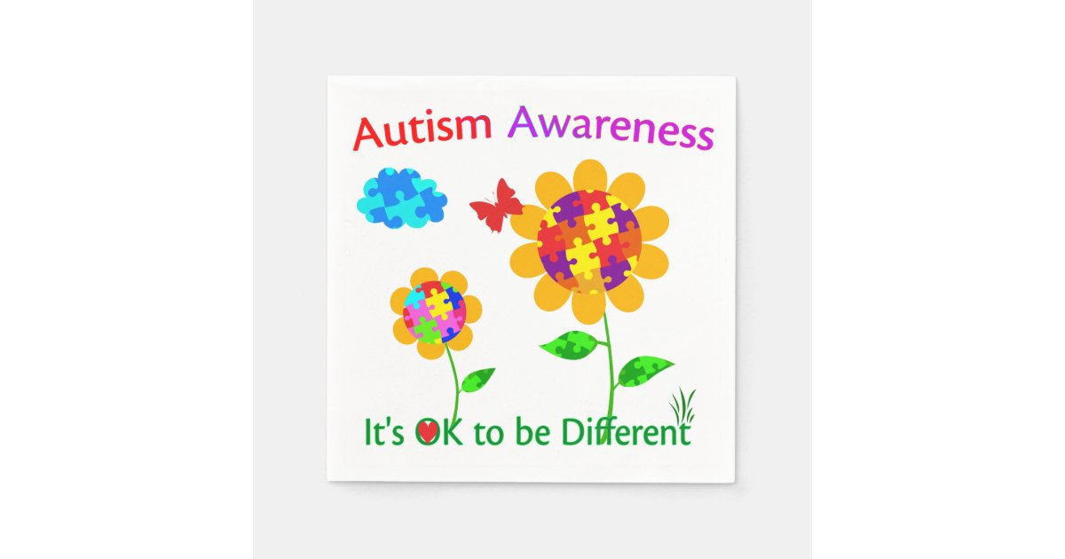 Autism Awareness Sunflower Paper Napkins | Zazzle