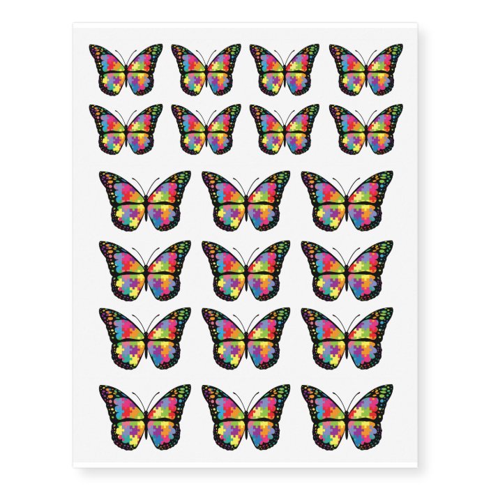 Autism Awareness Support Butterfly Puzzle Temporary Tattoos | Zazzle.com