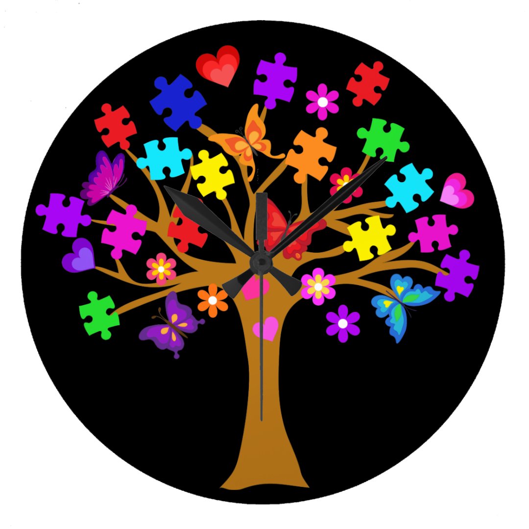 Autism Awareness Tree Large Clock | Zazzle
