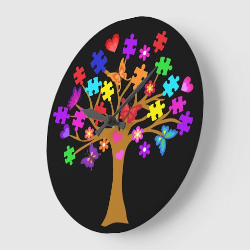 Autism Awareness Tree Large Clock | Zazzle