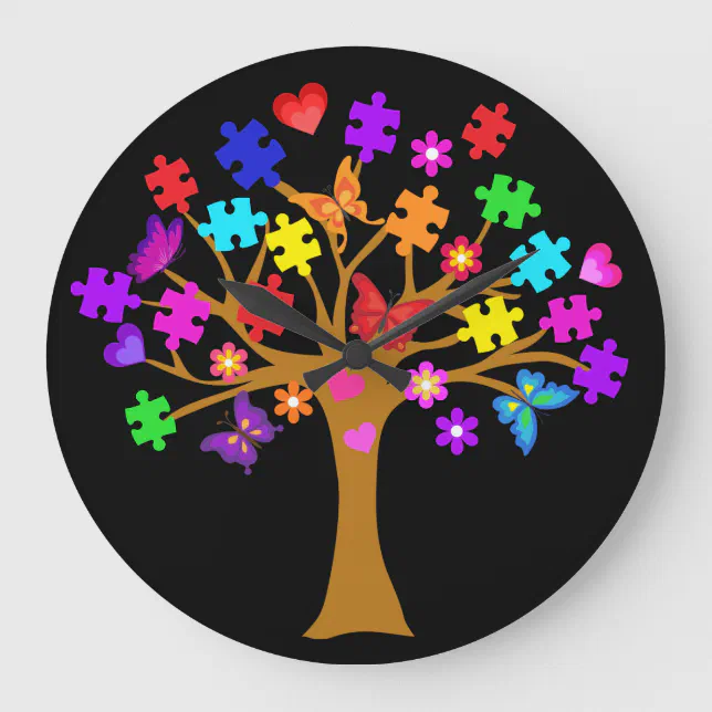 Autism Awareness Tree Large Clock | Zazzle