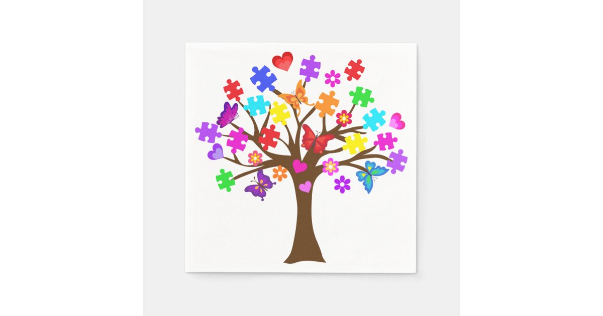 Autism Awareness Tree Paper Napkins | Zazzle