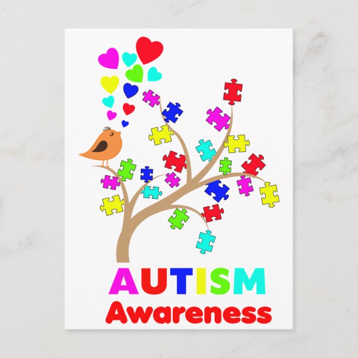 Autism awareness tree postcard | Zazzle.com