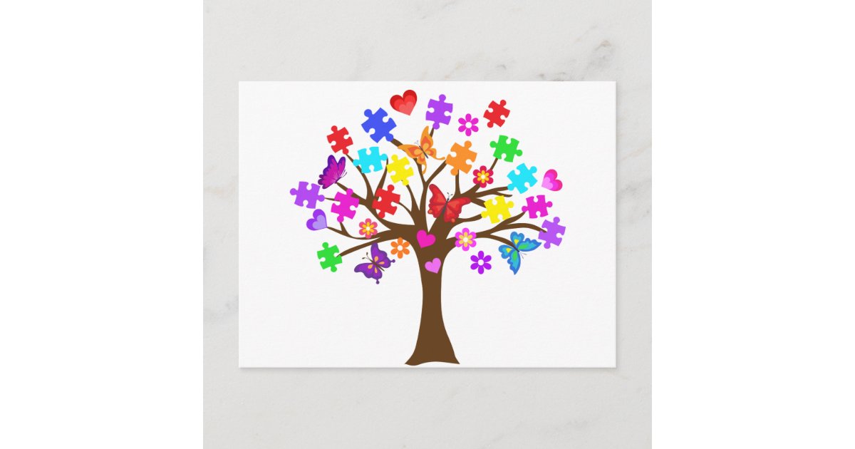 Autism Awareness Tree Postcard | Zazzle