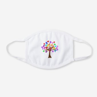 Autism Awareness Tree White Cotton Face Mask | Zazzle