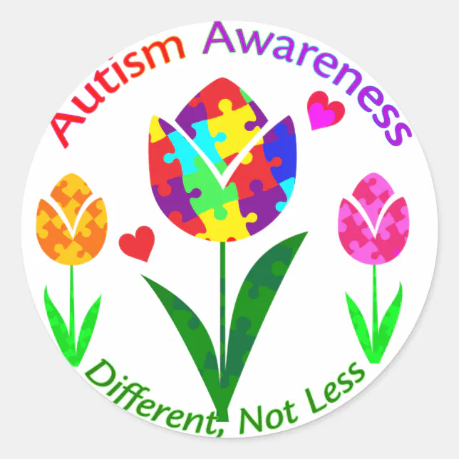 Autism Awareness Tulip Classic Round Sticker | Zazzle