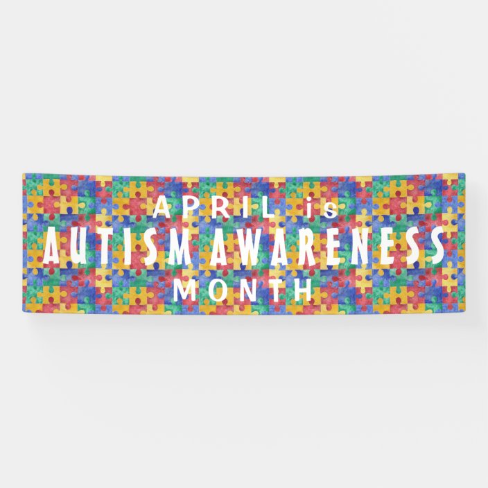 Autism Awareness watercolor puzzle custom banner | Zazzle.com