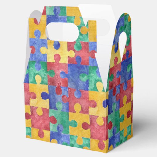 Autism Awareness watercolor puzzle favor box | Zazzle