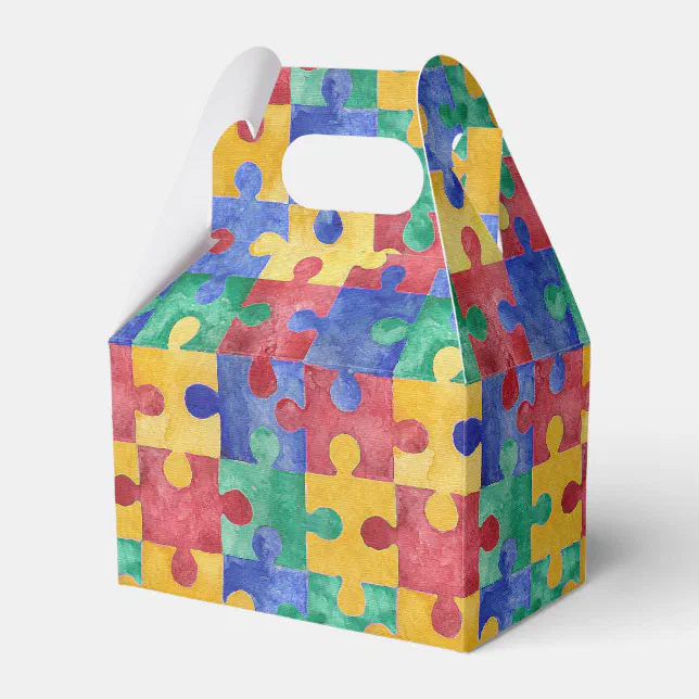 Autism Awareness watercolor puzzle favor box | Zazzle