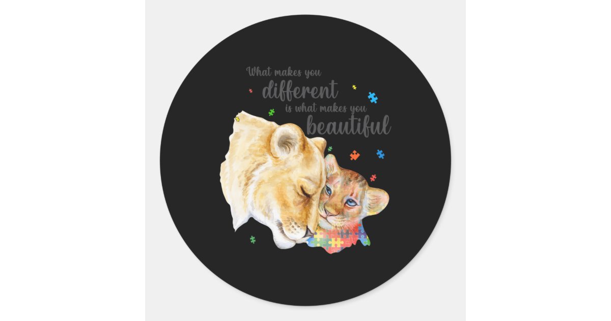 Autism Awareness What Makes You Different Lion Mom Classic Round ...