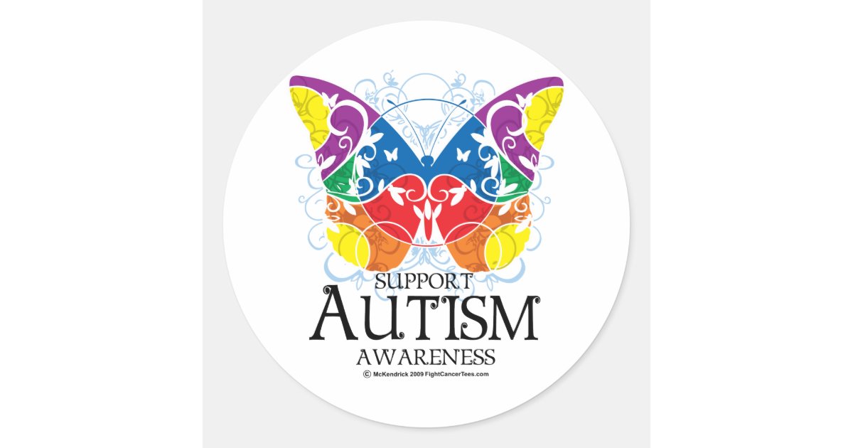Autism Butterfly Classic Round Sticker | Zazzle