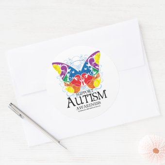 Autism Butterfly Classic Round Sticker | Zazzle