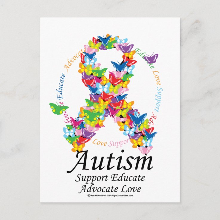 Autism Butterfly Ribbon Postcard | Zazzle