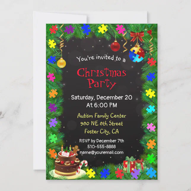 Autism Christmas Party Invitation | Zazzle