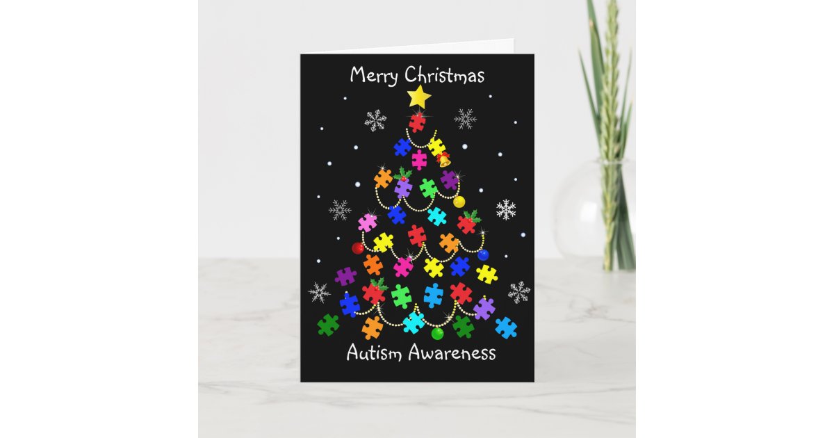 Autism Christmas Tree Holiday Card | Zazzle