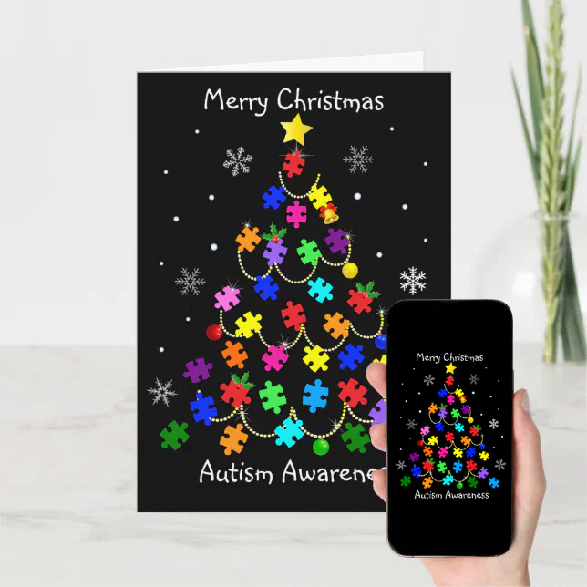 Autism Christmas Tree Holiday Card | Zazzle