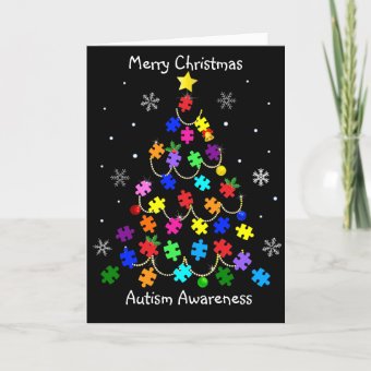 Autism Christmas Tree Holiday Card | Zazzle