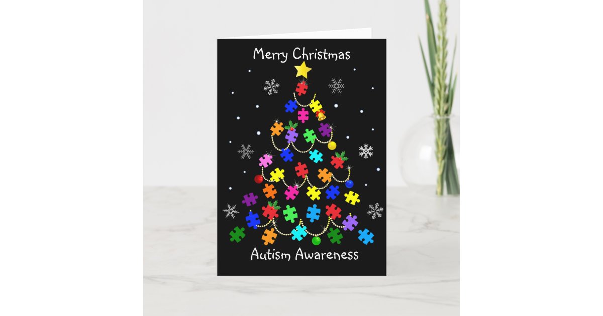 Autism Christmas Tree Holiday Card | Zazzle