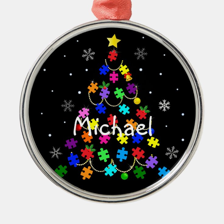 Autism Christmas Tree Metal Ornament | Zazzle