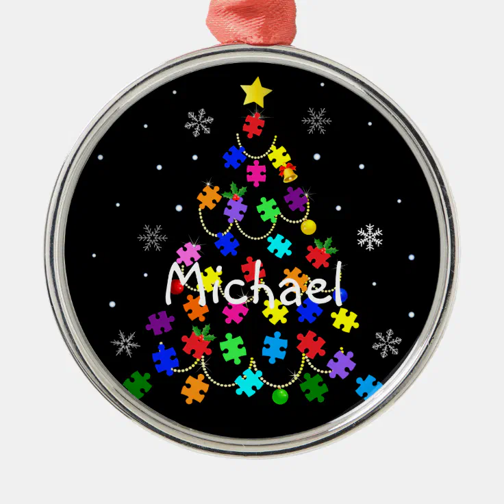 Autism Christmas Tree Metal Ornament | Zazzle