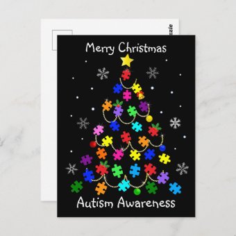 Autism Christmas Tree Postcard | Zazzle