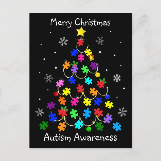 Autism Christmas Tree Postcard | Zazzle