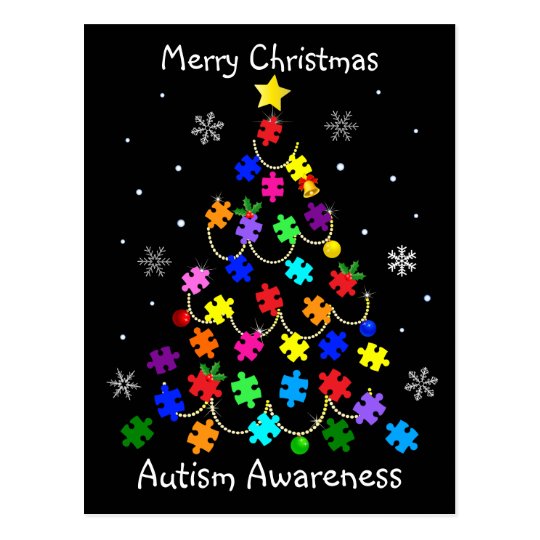 Autism Christmas Tree Postcard | Zazzle.com
