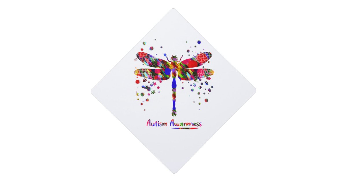 Autism Dragonfly Graduation Cap Topper | Zazzle