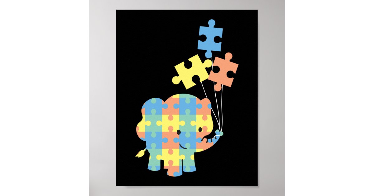 Autism Elephant Awareness Puzzle Piece Poster | Zazzle