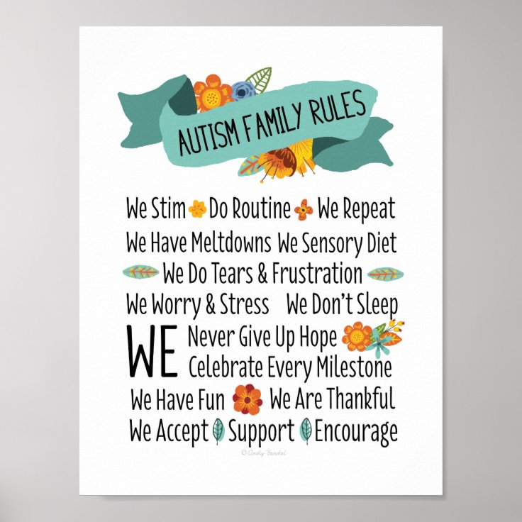 Autism Family House Rules Poster | Zazzle