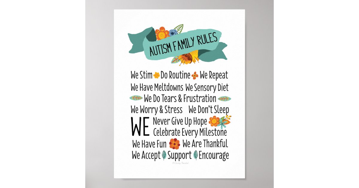 Autism Family House Rules Poster | Zazzle