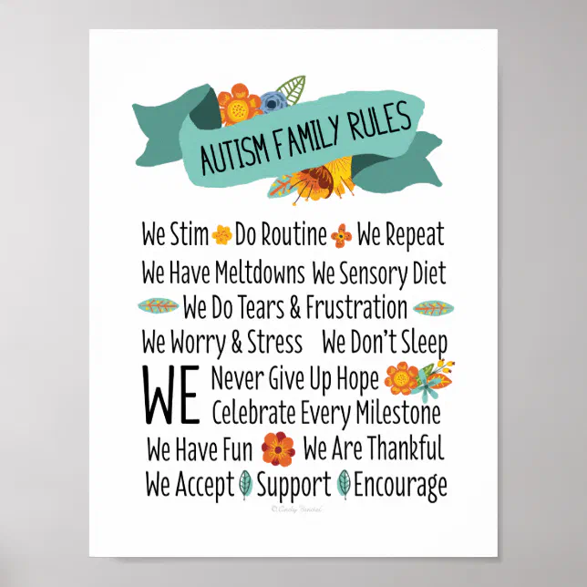 Autism Family House Rules Poster | Zazzle