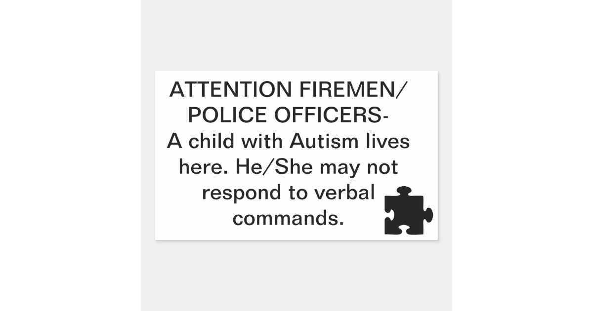 Autism Fire/Emergency Safety Stickers | Zazzle