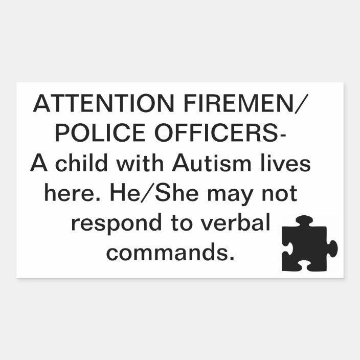 Autism Fire/Emergency Safety Stickers | Zazzle.com