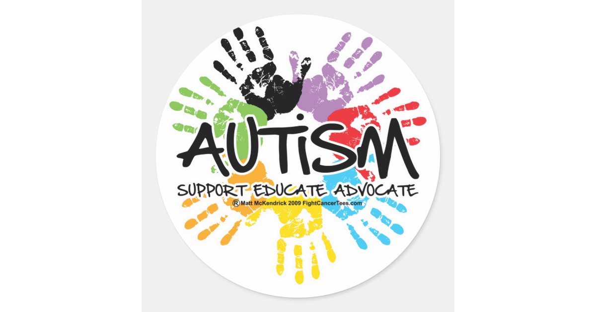 Autism Handprint Classic Round Sticker | Zazzle