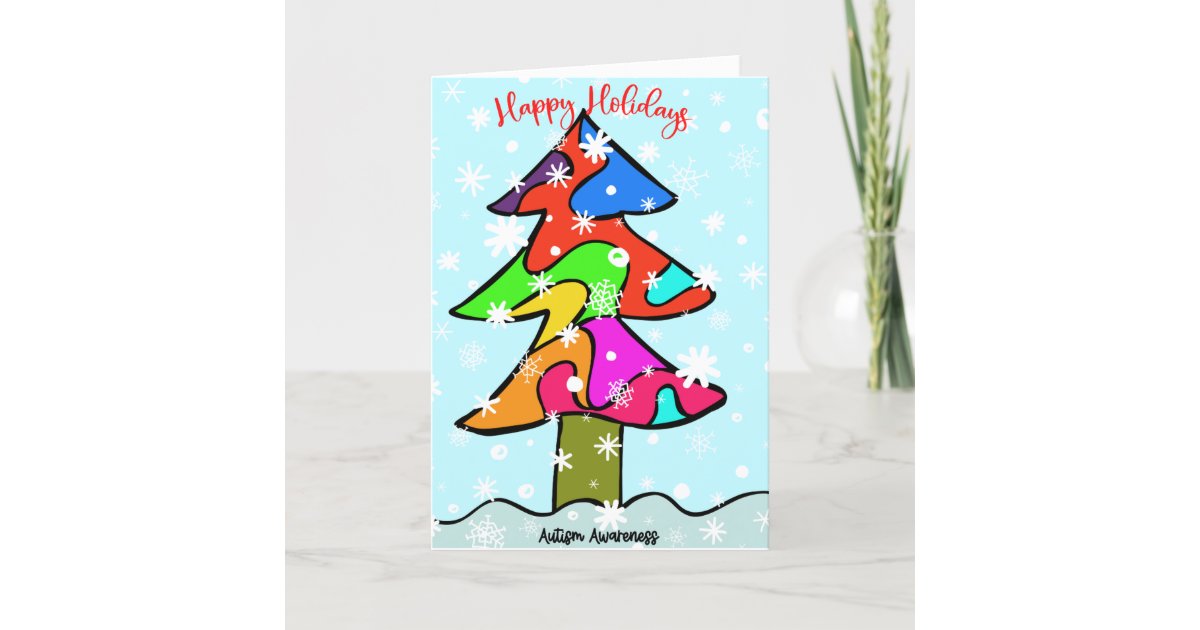 Autism Holiday Christmas awareness card greeting | Zazzle