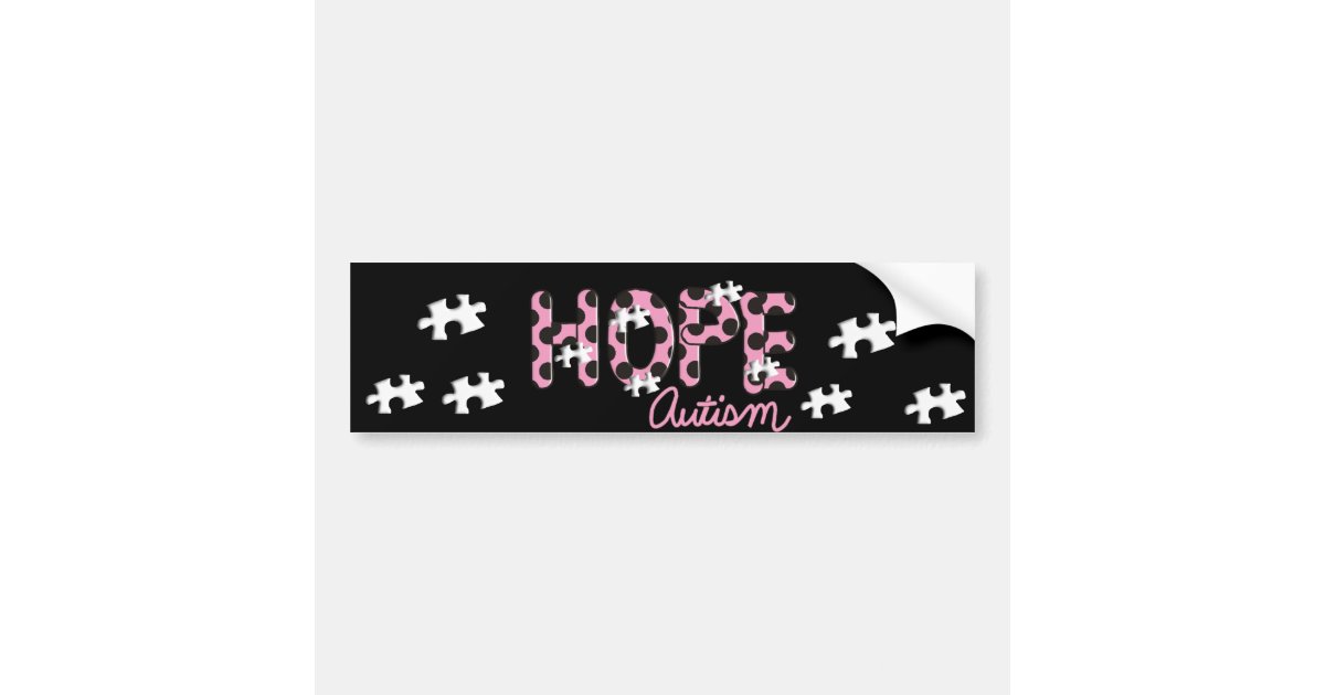 Autism "HOPE" Pink & Black Polka Dot Design Bumper Sticker | Zazzle