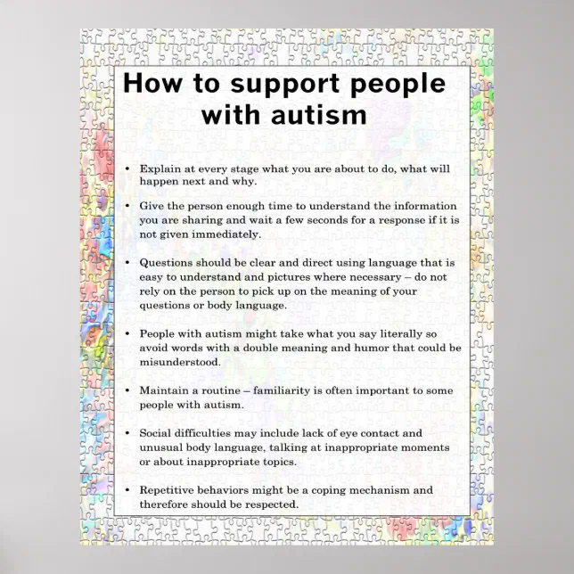 Autism How To Support Some With Autism Poster | Zazzle